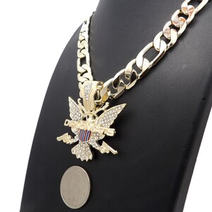 Iced Cubic Zirconia Dipset Diplomats Charm 12mm/20" Gold Plated Figaro ...