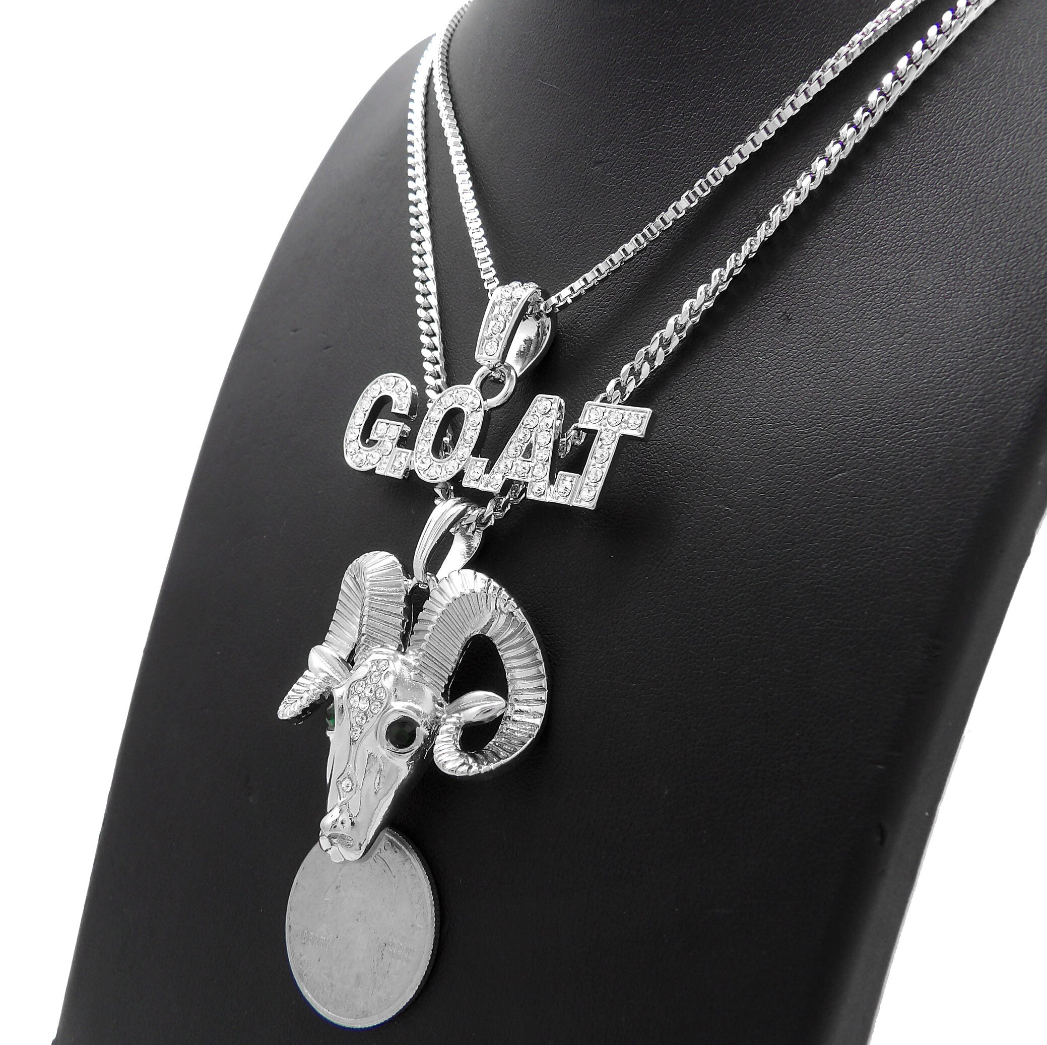 New Iced Goat & G.O.A.T Pendant 18",20",24" Box, Cuban Chain Hip Hop ...
