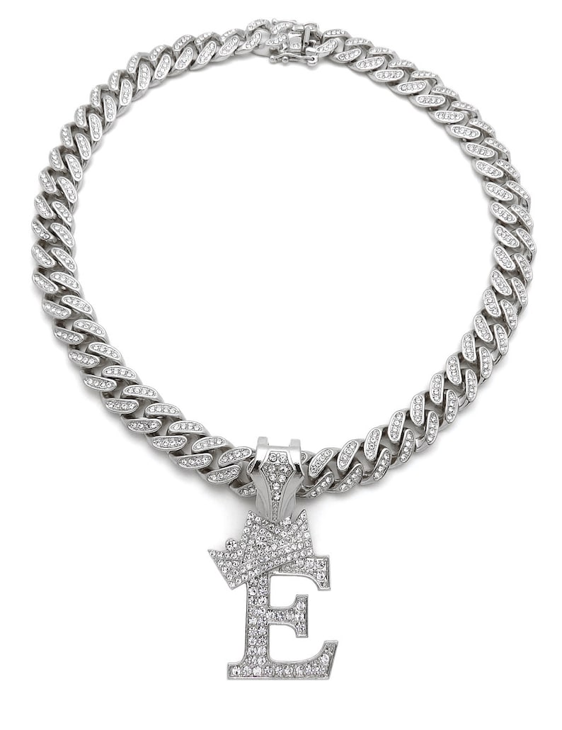 Ice Out Initial Alphabet Letter Silver Pendant - Etsy