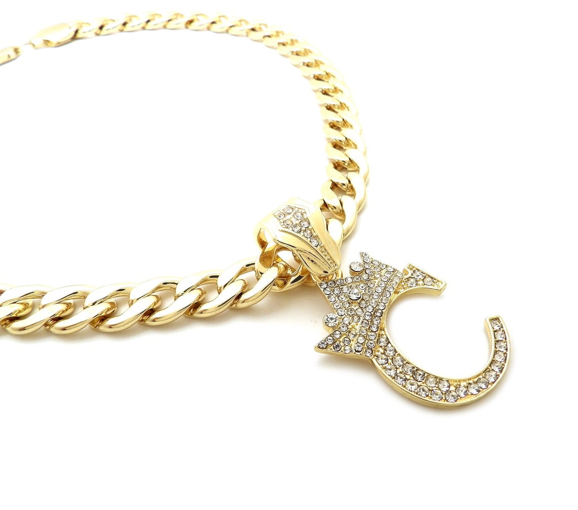 Ice Out Initial Alphabet Letter Gold Pendant - Etsy