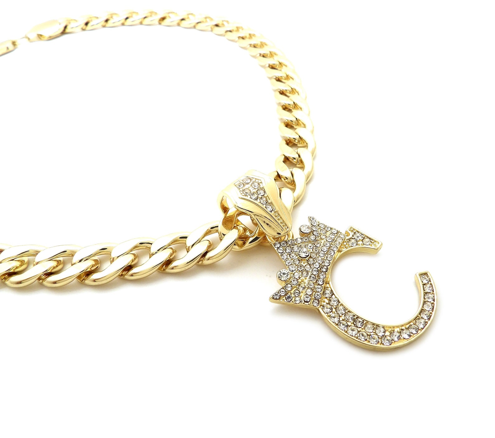 Ice Out Initial Alphabet Letter Gold Pendant - Etsy