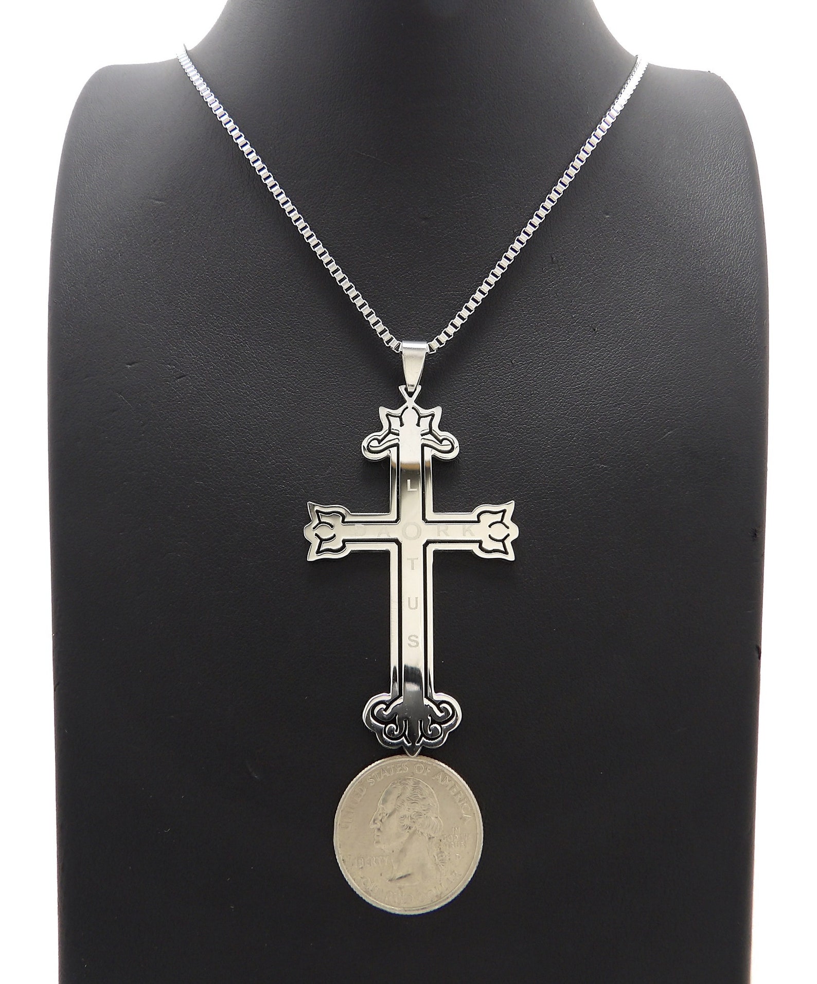 Dark Lotus Cross Stainless Steel Pendant 2mm/2430 - Etsy