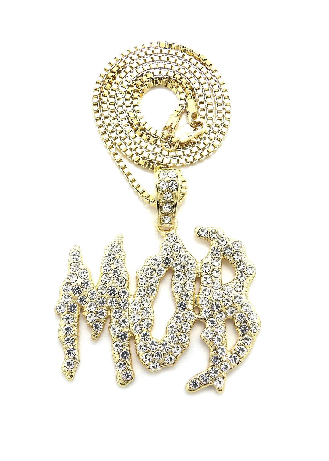 Hip Hop Fashion Iced Out "mob" Pendant 24" Box, Cuban, Rope Chain ...