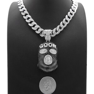 Iced Goon Mask Hip Hop Pendant 10mm/18",20",24" Ice Bling Miami Cuban ...