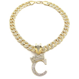 Ice Out Initial Alphabet Letter Gold Pendant 10mm/18",20",24" Ice Bling ...