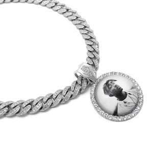 New Ice Out Tupac Pendant 12mm/18", 20", 24" Box Lock Cuban Chain Hip ...