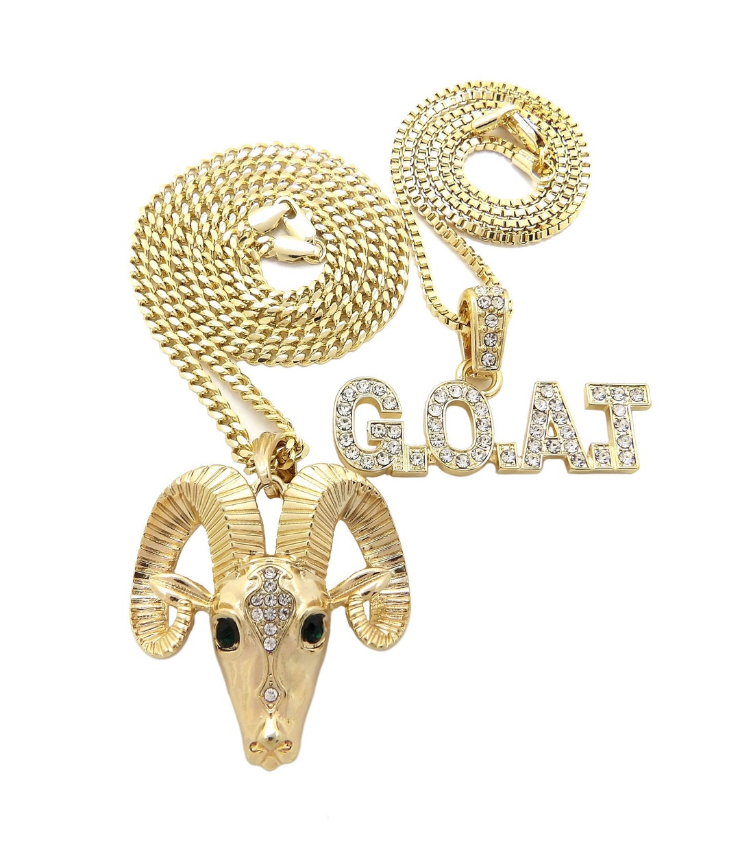 New Iced Goat & G.O.A.T Pendant 18",20",24" Box, Cuban Chain Hip Hop ...