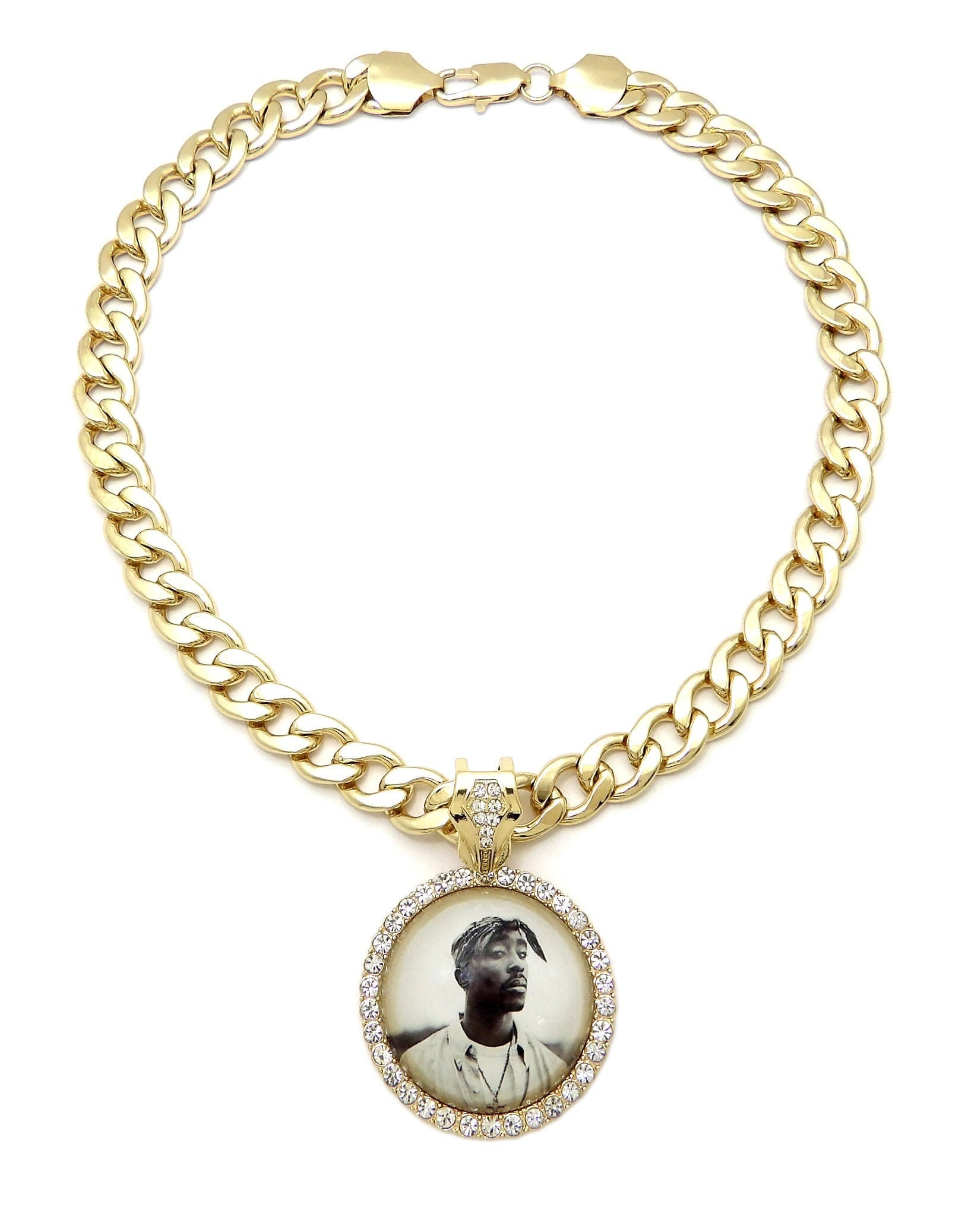 New Ice Out Tupac Round Pendant 11mm/20 Cuban Chain | Etsy