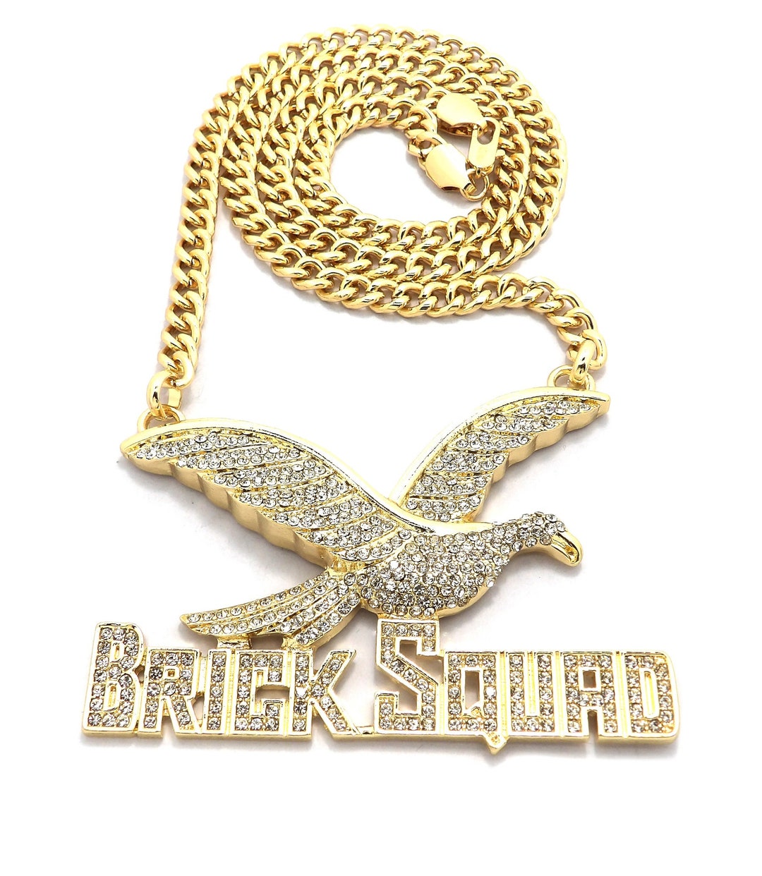 New Iced Out Brick Squad Pendant 6mm/18",20",24",30" Cuban Chain Hip ...