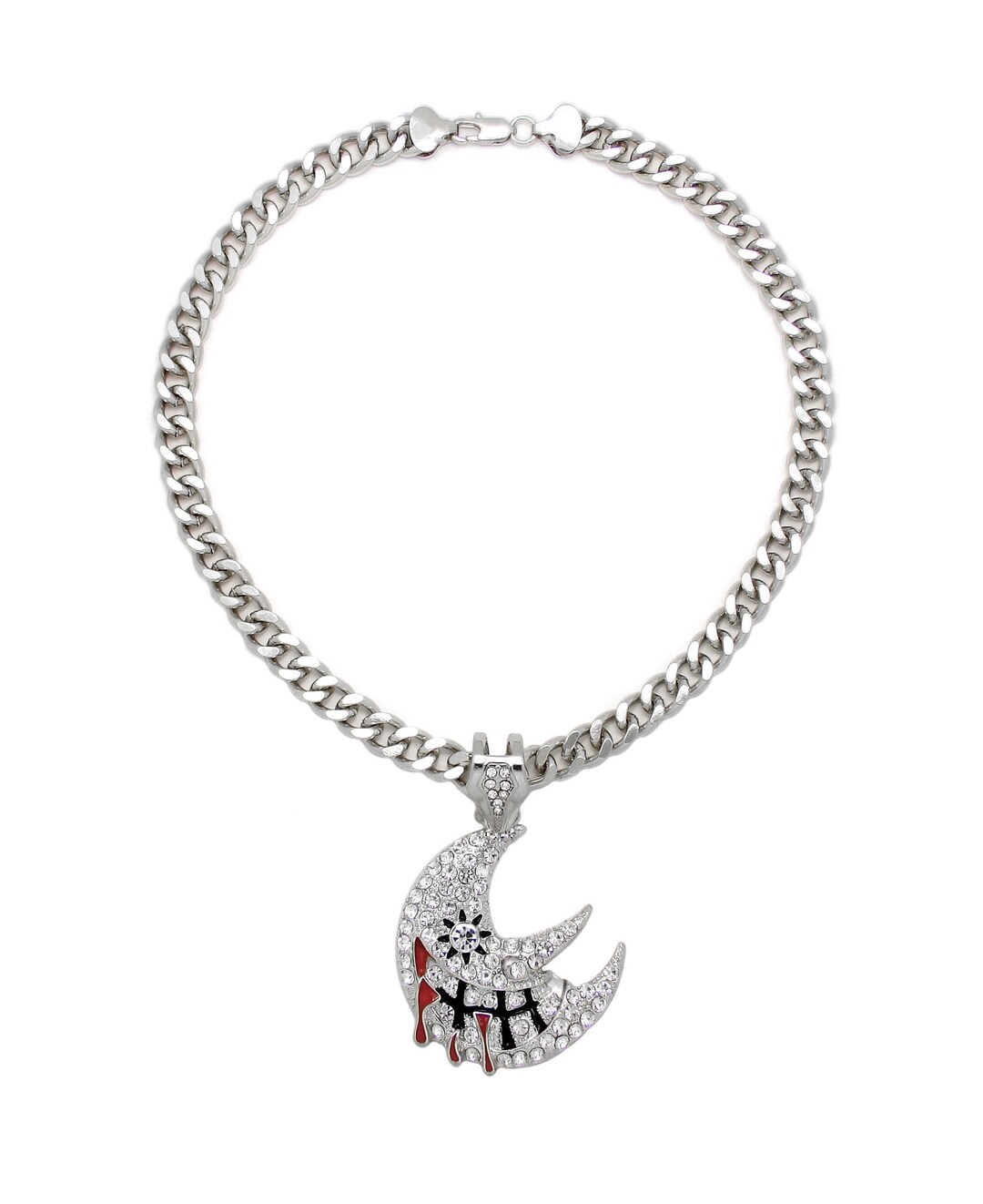 New Iced Out Soul Eater Pendant 6mm/18",20",24",30" Cuban Chain Fashion ...