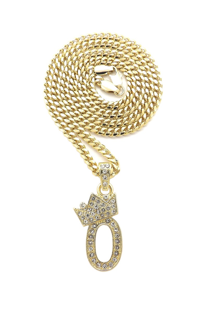 Iced Out Number 1 to 9 Crown Pendant 3mm/24" Cuban Chain Fashion ...
