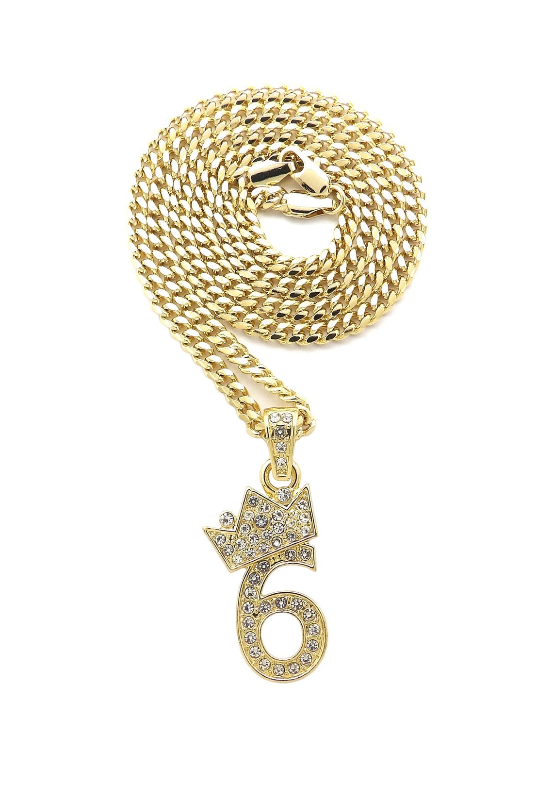 Iced Out Number 1 to 9 Crown Pendant 3mm/24 Cuban Chain - Etsy