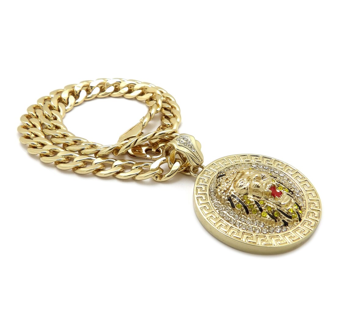 Iced Bling King Lion Round Pendant - Etsy