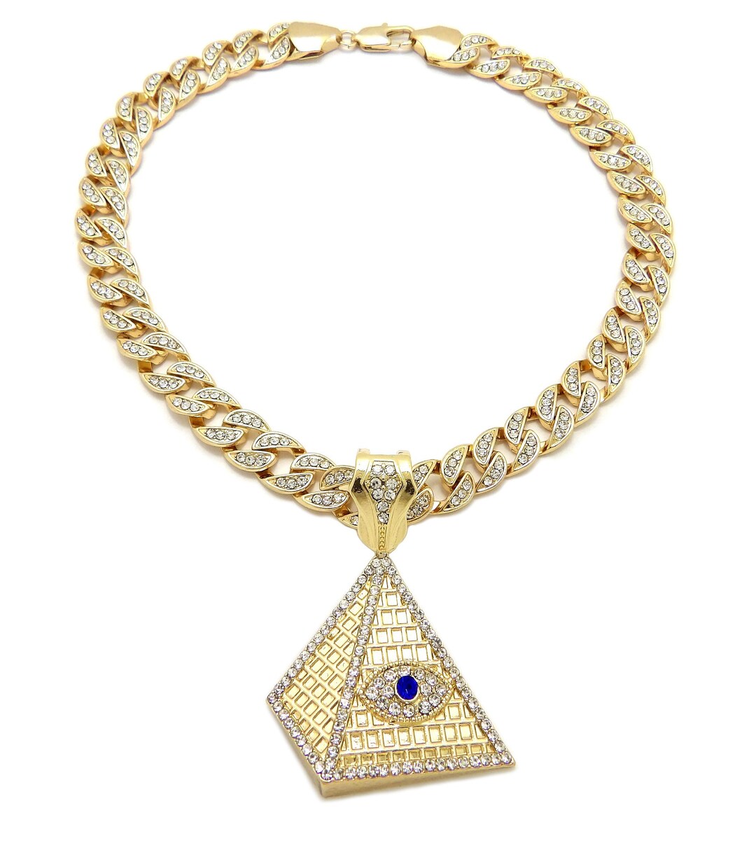 Egyptian Eye of God Pendant 10mm/18",20",24" Ice Bling Cuban Chain ...