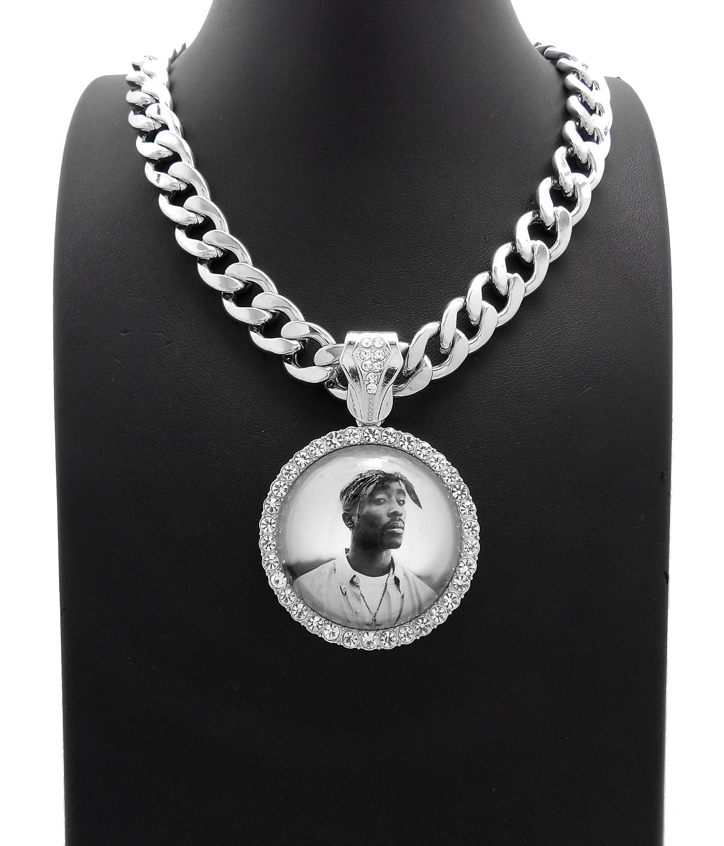 New Ice Out Tupac Round Pendant 11mm/20 Cuban Chain | Etsy