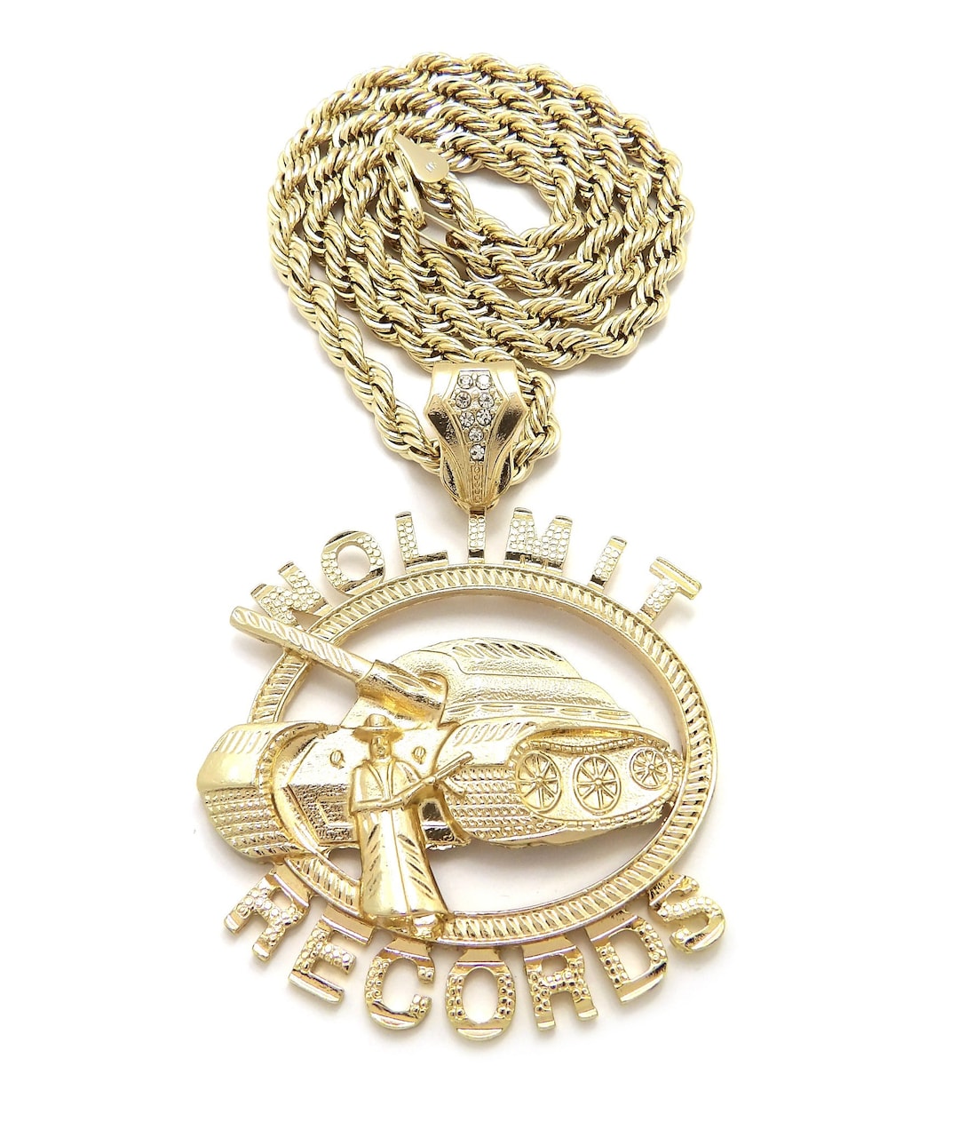 No Limit Record Tank Pendant 5mm/24" Rope Chain Hip Hop Necklace - Etsy