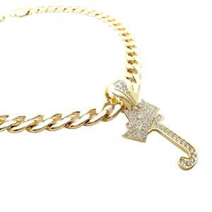 Ice Out Initial Alphabet Letter Gold Pendant 11mm/18",20" Cuban Chain ...