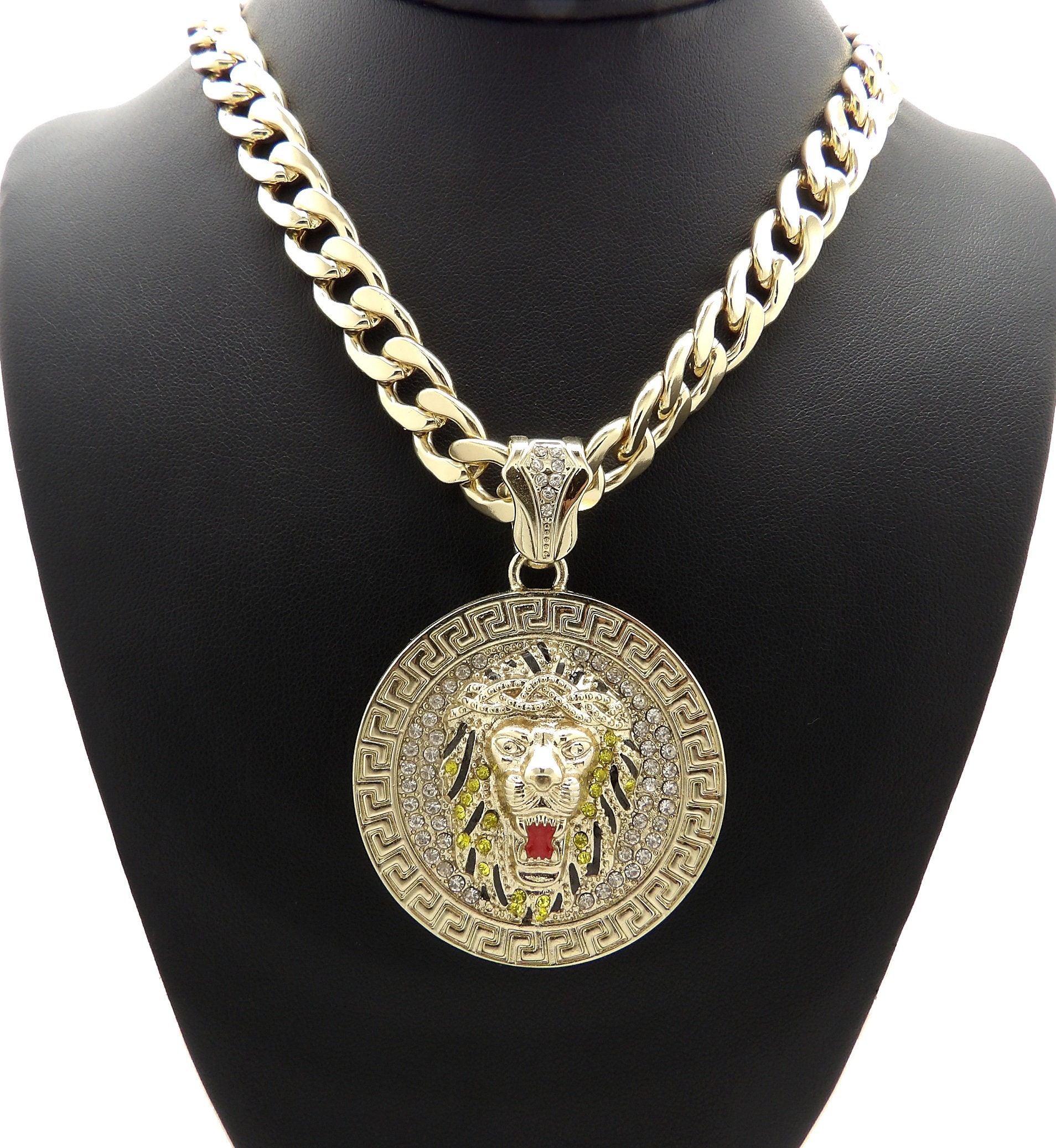 Iced Bling King Lion Round Pendant - Etsy