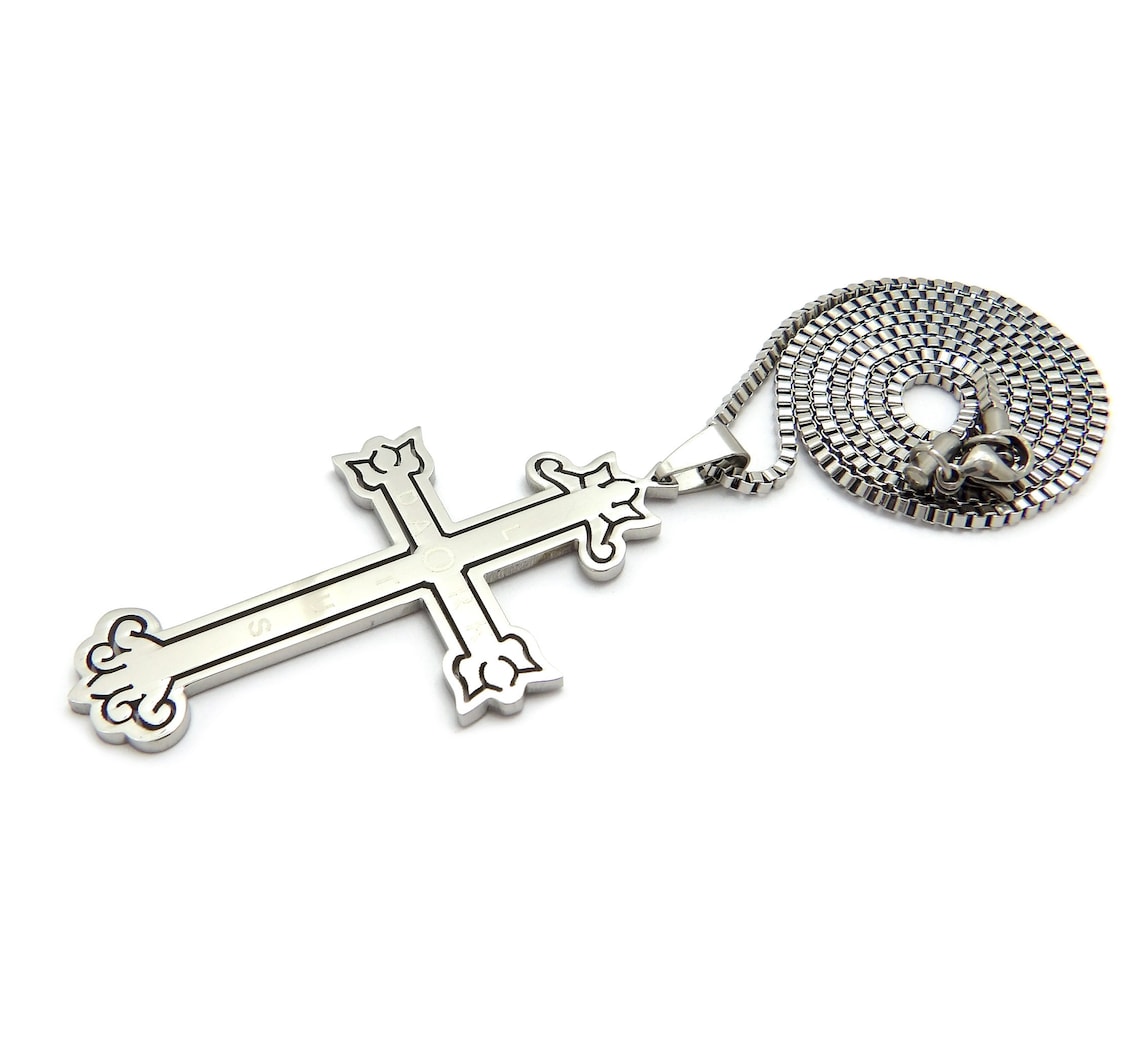 Dark Lotus Cross Stainless Steel Pendant 2mm/2430 | Etsy