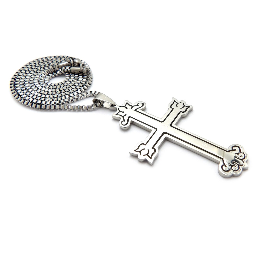 Dark Lotus Cross Stainless Steel Pendant 2mm/2430 | Etsy