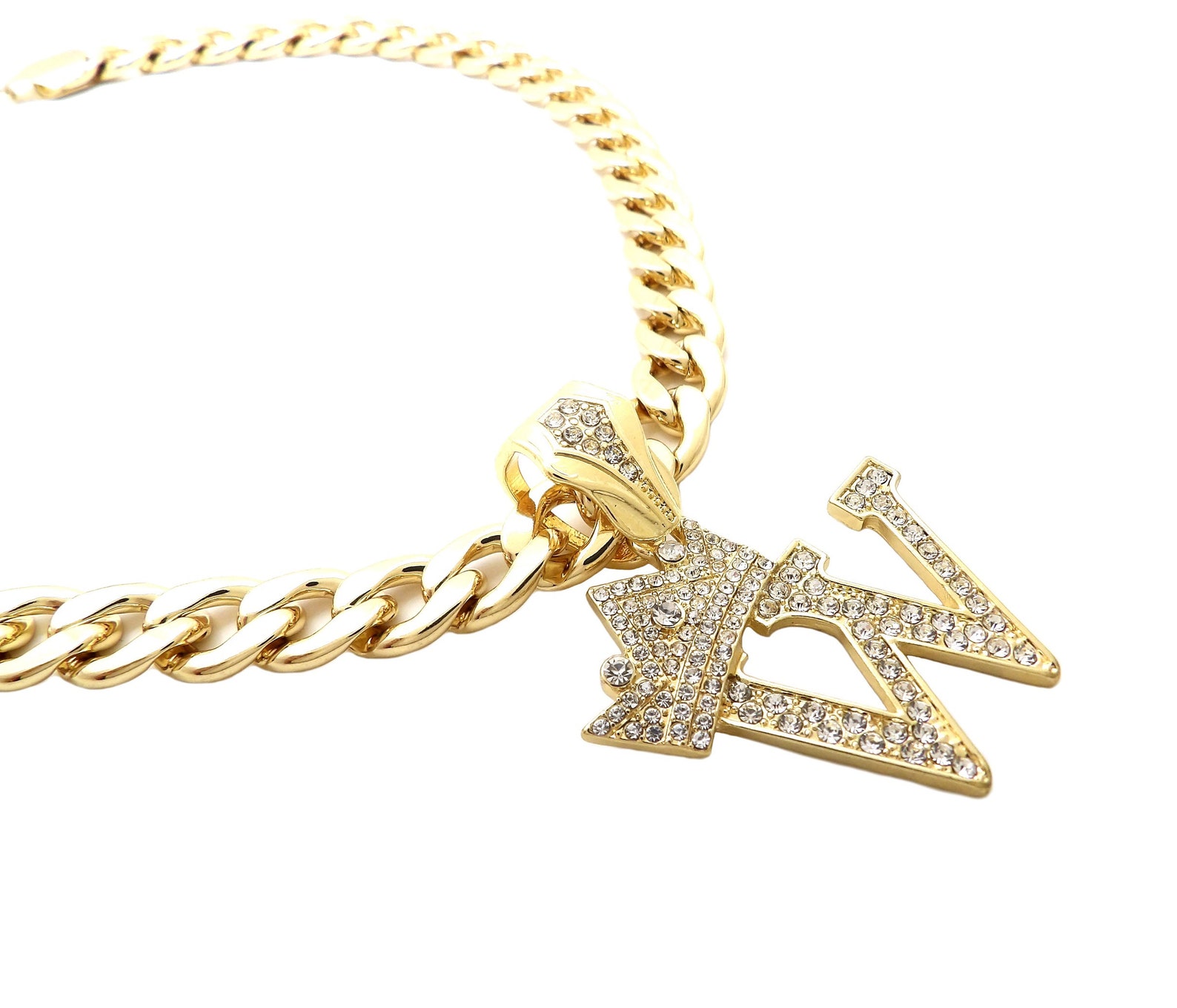 Ice Out Initial Alphabet Letter Gold Pendant - Etsy