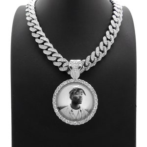 New Ice Out Tupac Pendant 12mm/18", 20", 24" Box Lock Cuban Chain Hip ...