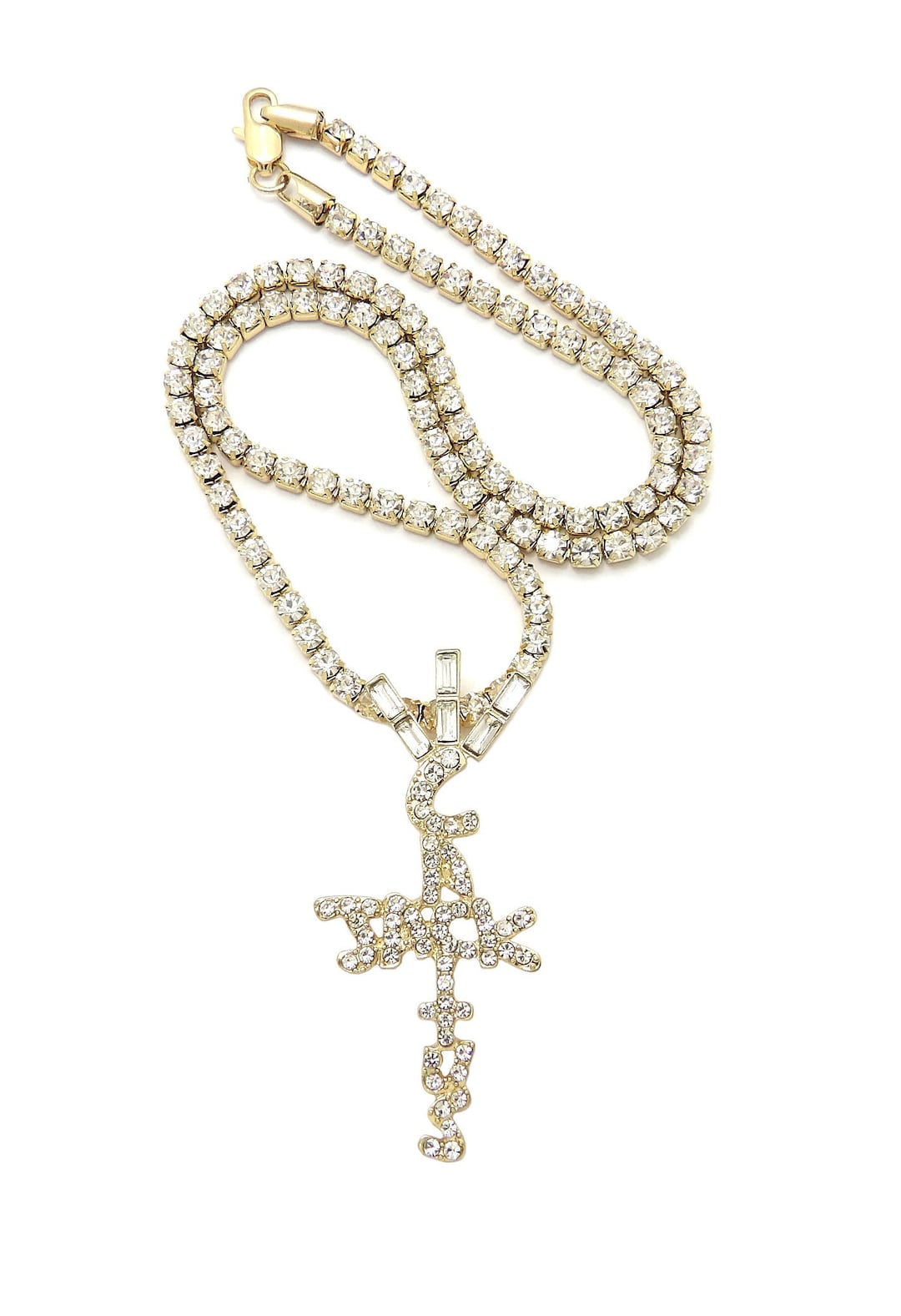 Hip Hop Cactus Jack Cross Pendant 4mm/16" 18" 20" Rhinestone Chain ...