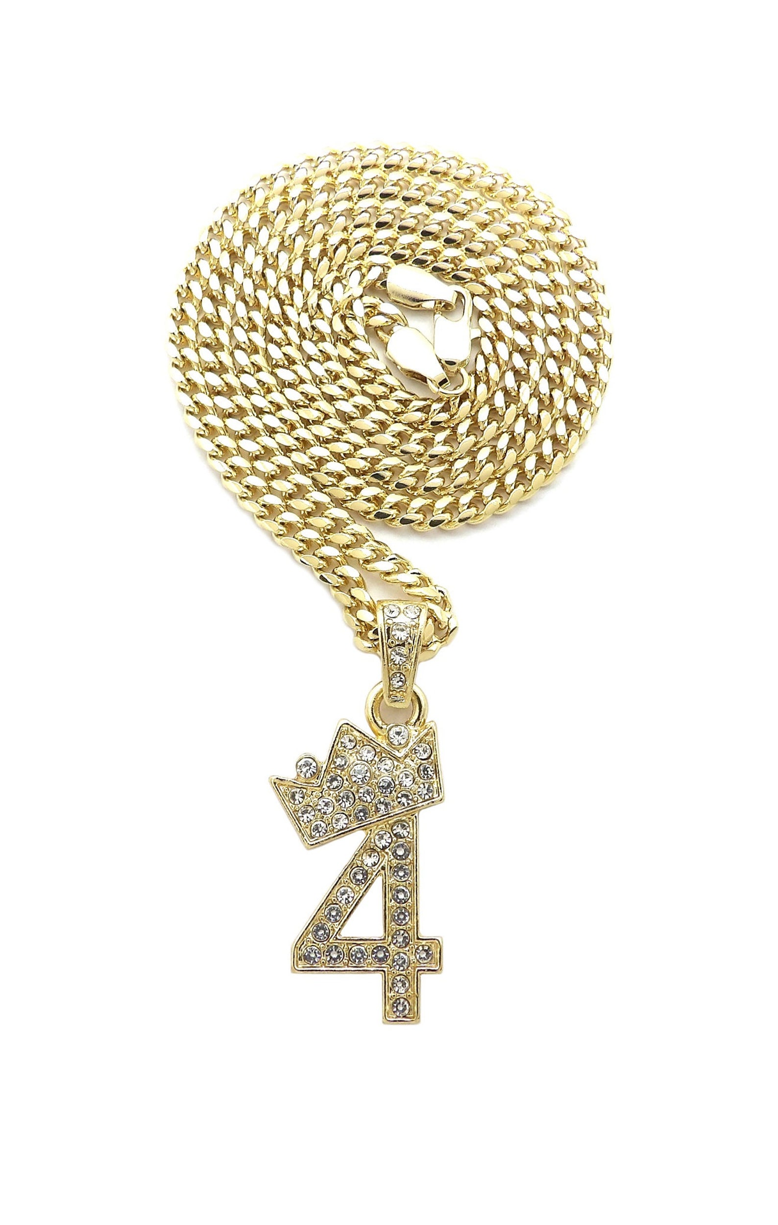 Iced Out Number 1 to 9 Crown Pendant 3mm/24 Cuban Chain | Etsy