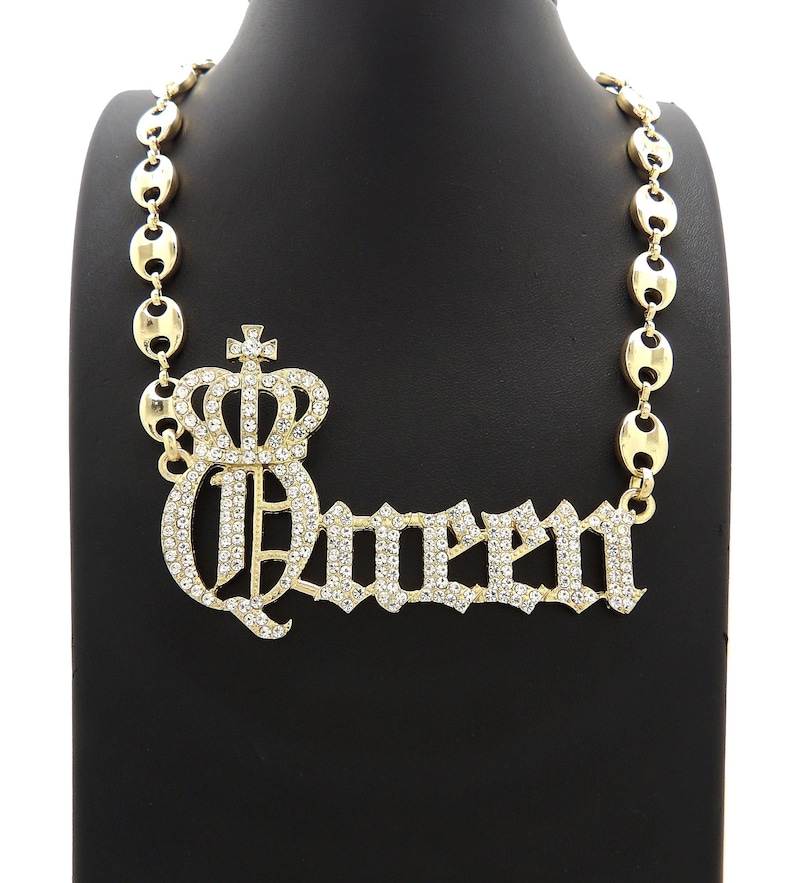 New Iced Out Crown Queen Pendant 10mm/18" Marina Chain Necklaces - Etsy