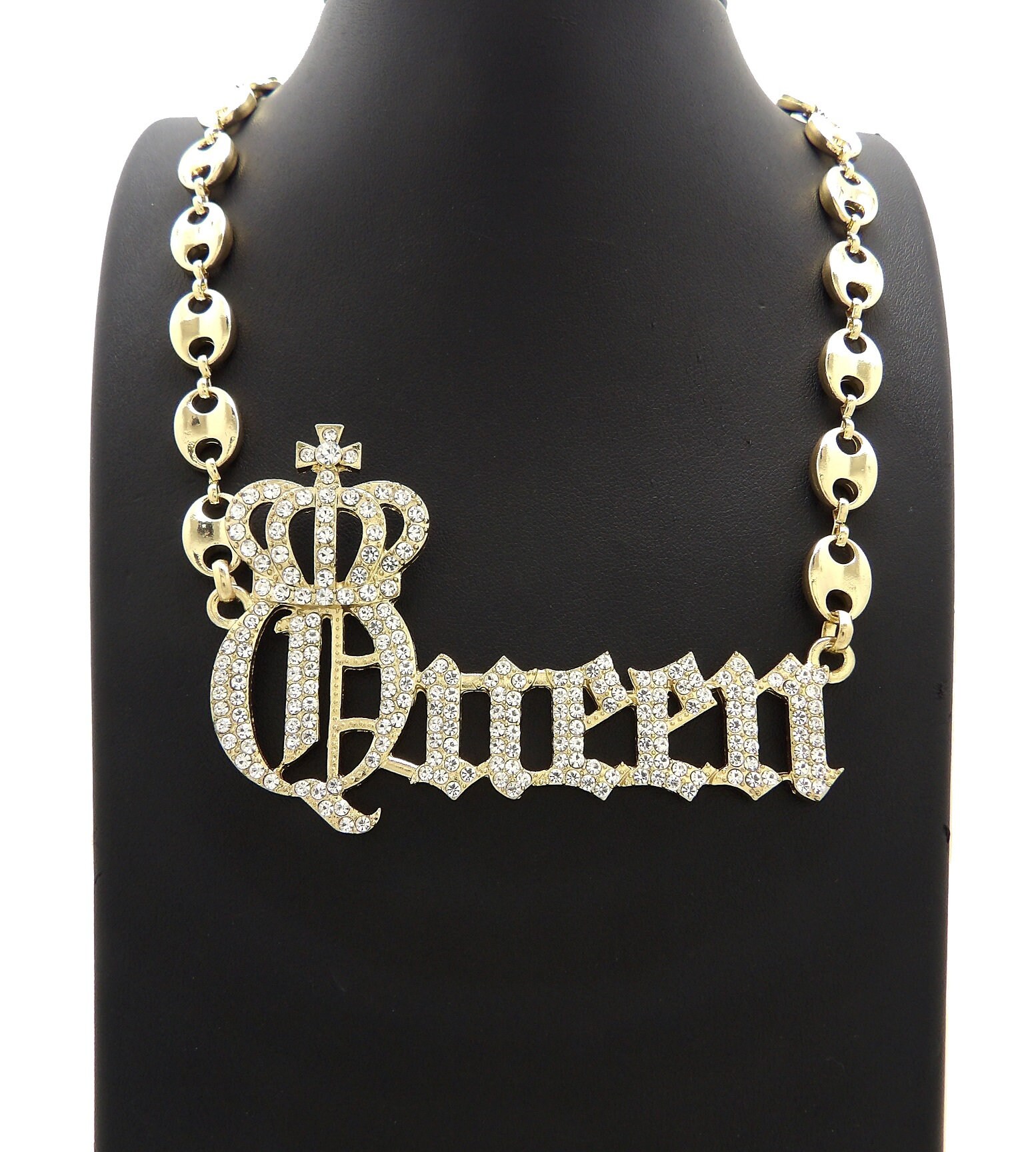 New Iced Out Crown Queen Pendant 10mm/18 Marina Chain | Etsy