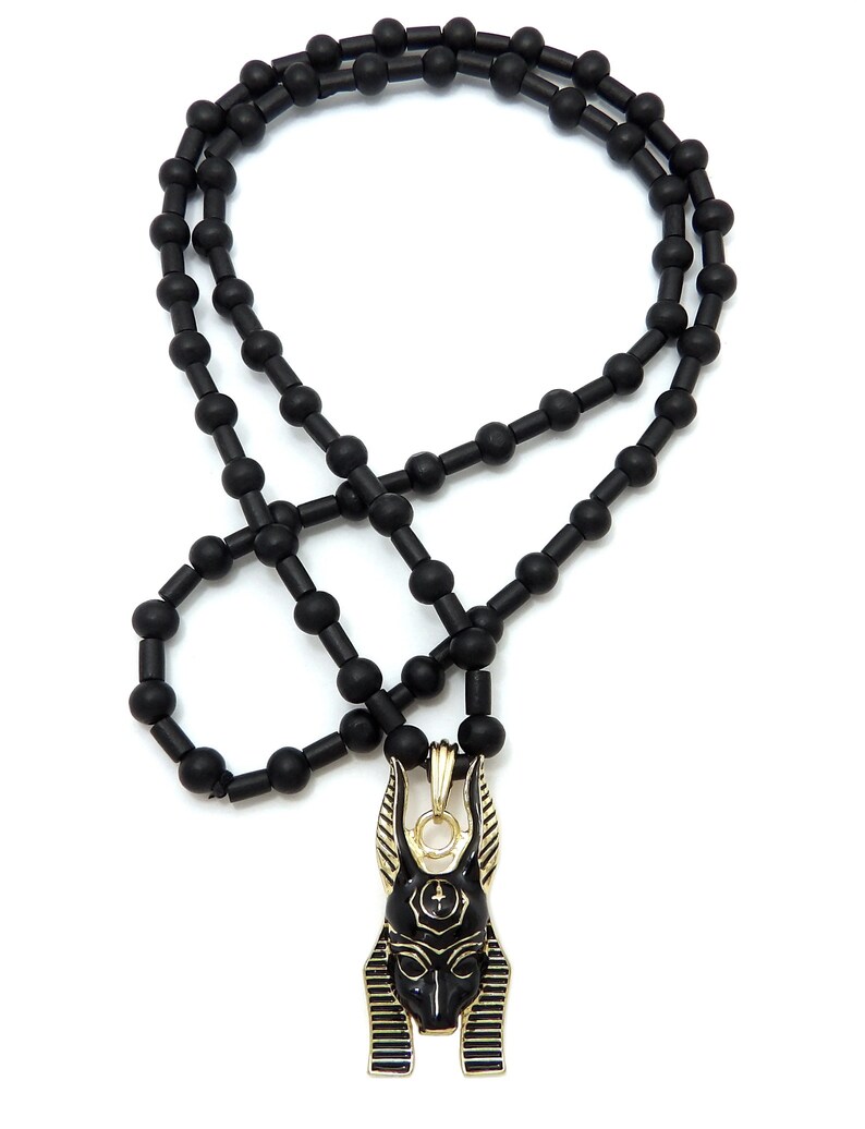Egyptian Anubis Pendant 8mm/30 Wooden Beads Hip Hop Chain | Etsy