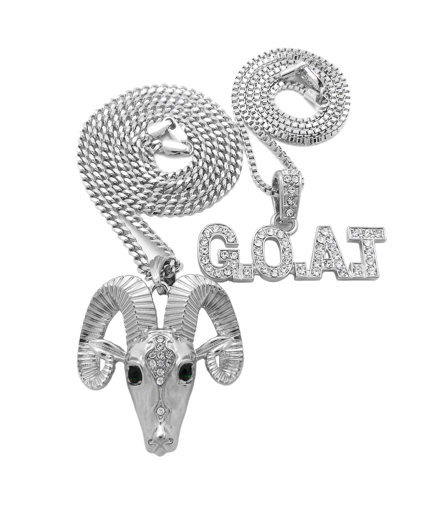 New Iced Goat & G.O.A.T Pendant 18",20",24" Box, Cuban Chain Hip Hop ...