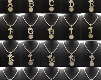 Ice Out Initial Alphabet Letter Silver Pendant | Etsy