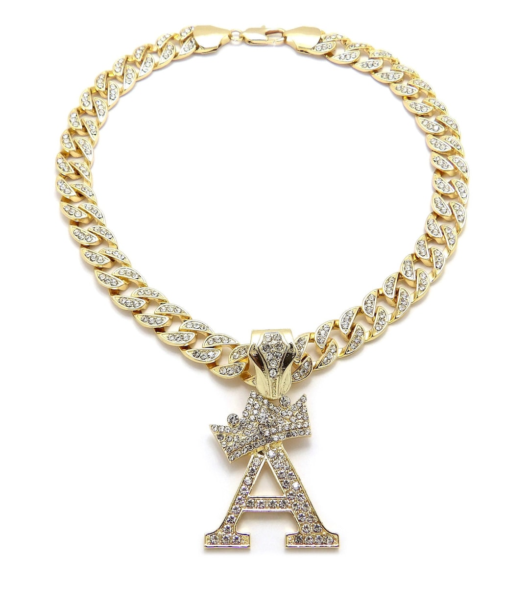 Ice Out Initial Alphabet Letter Gold Pendant 10mm/18",20",24" Ice Bling ...