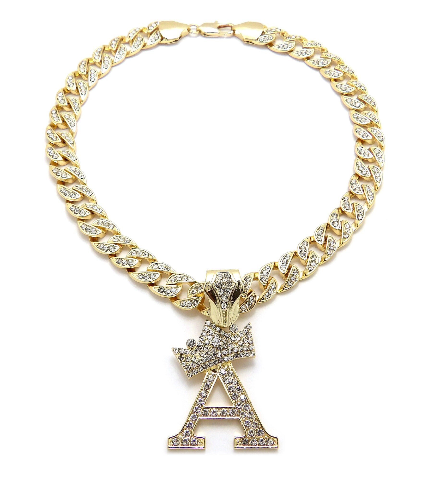 Ice Out Initial Alphabet Letter Gold Pendant | Etsy