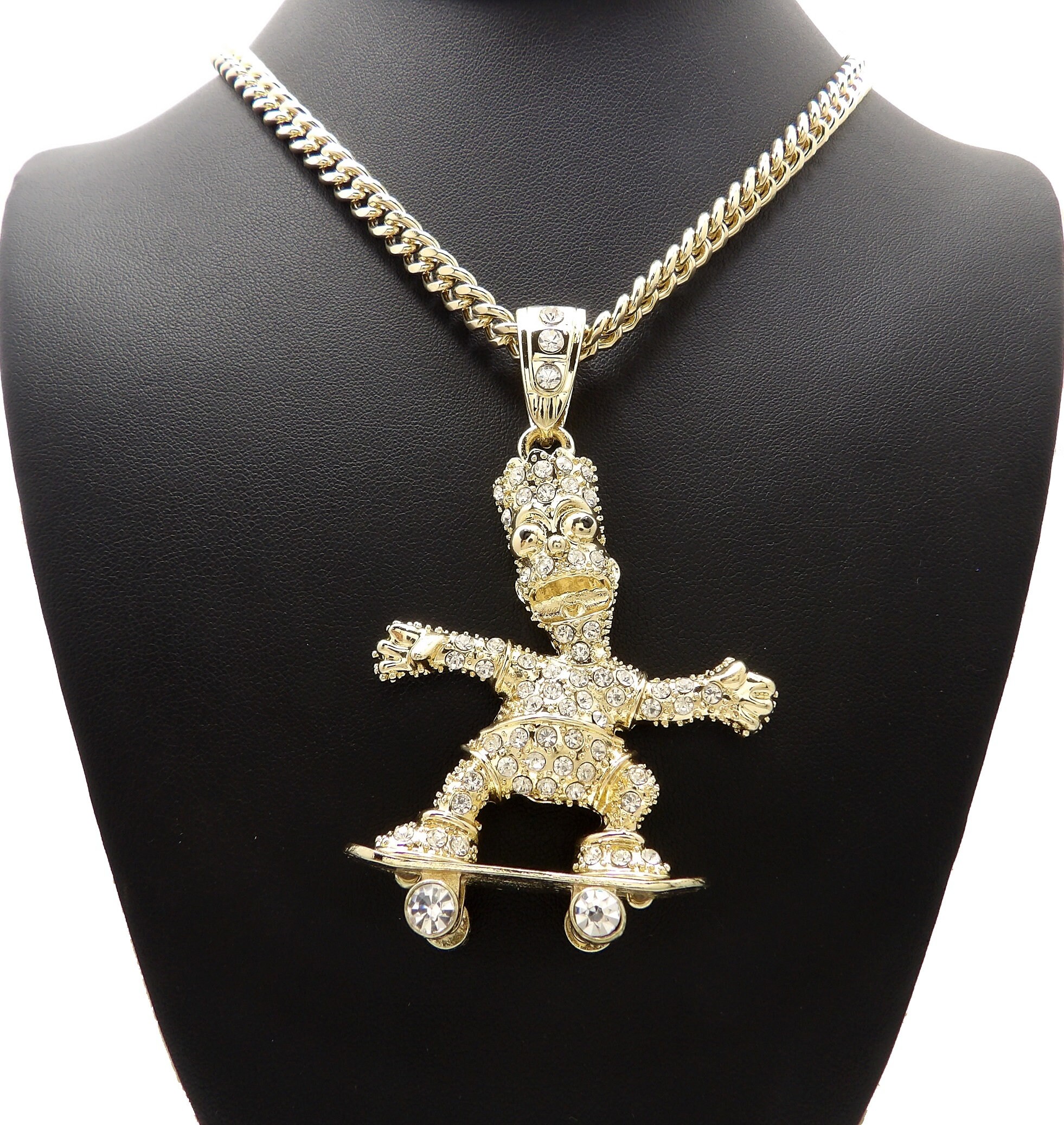 Skateboarding Simpson Pendant 6mm/24",30" Cuban Chain Fashion Necklace ...