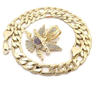 Iced Cubic Zirconia Dipset Diplomats Charm 12mm/20" Gold Plated Figaro ...