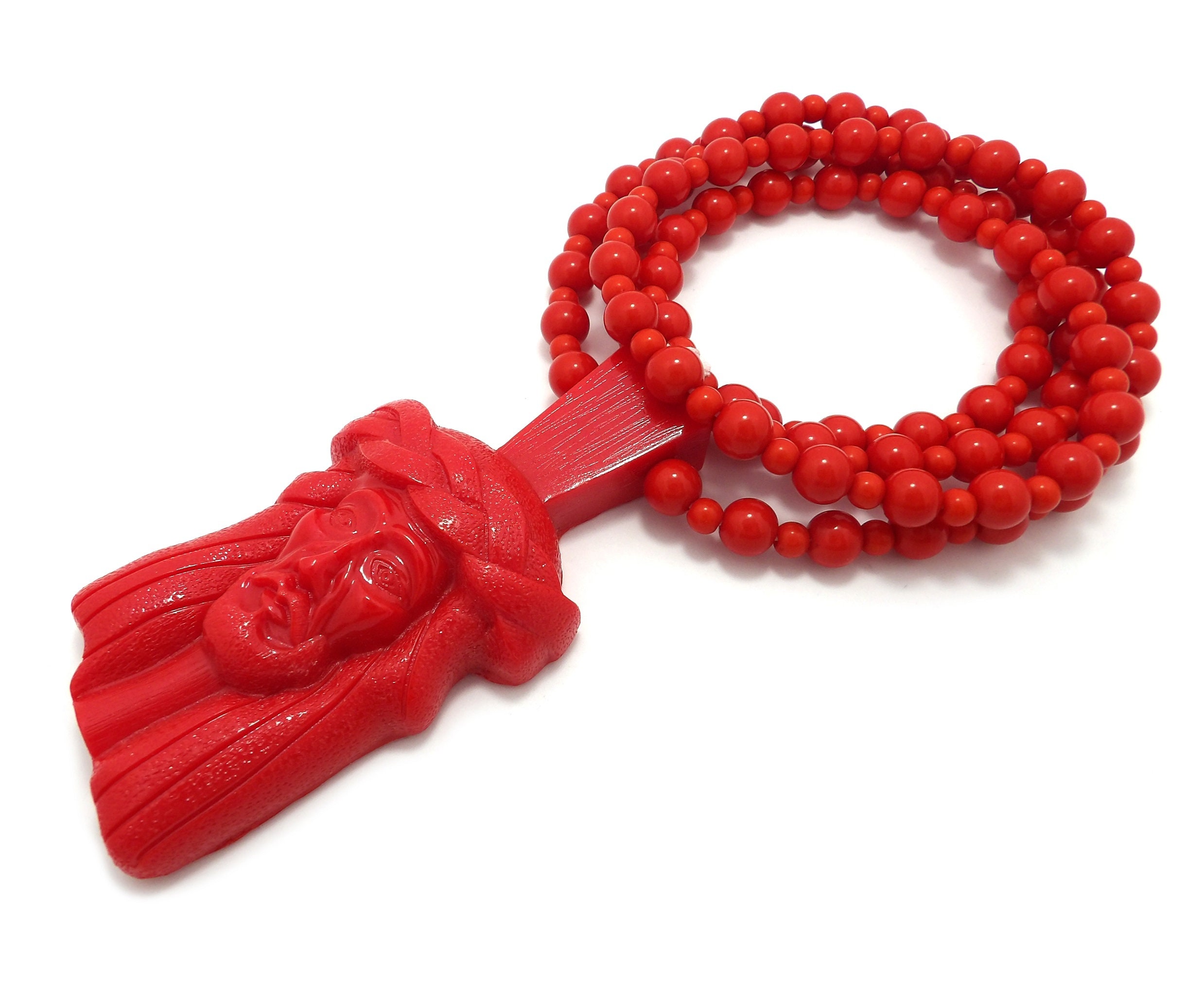 Jesus Face Pendant 8mm/36" Plastic Bead Chain Hip Hop Fashion Necklaces ...