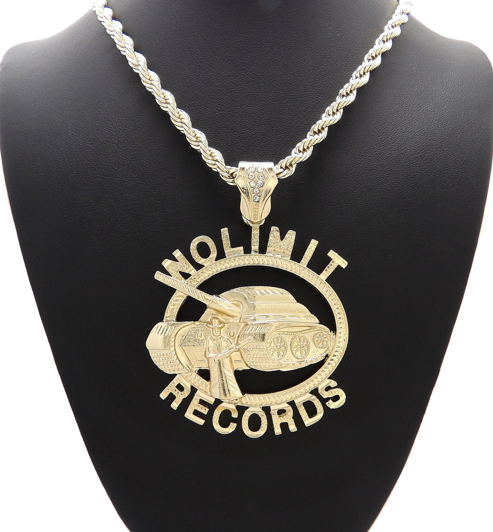 No Limit Record Tank Pendant 5mm/24" Rope Chain Hip Hop Necklace - Etsy