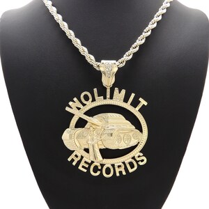 No Limit Record Tank Pendant 5mm/24" Rope Chain Hip Hop Necklace - Etsy