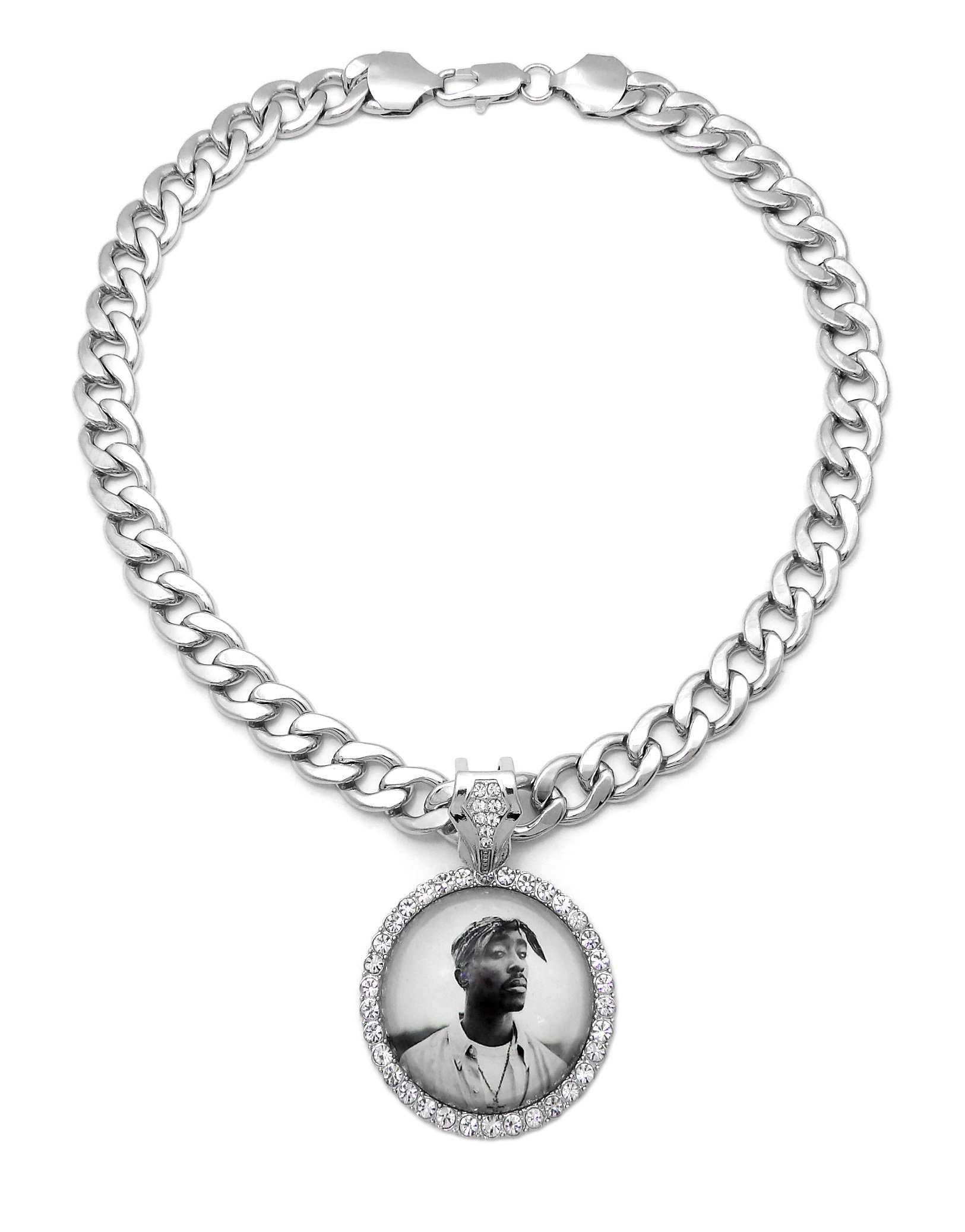 New Ice Out Tupac Round Pendant 11mm/20 Cuban Chain | Etsy