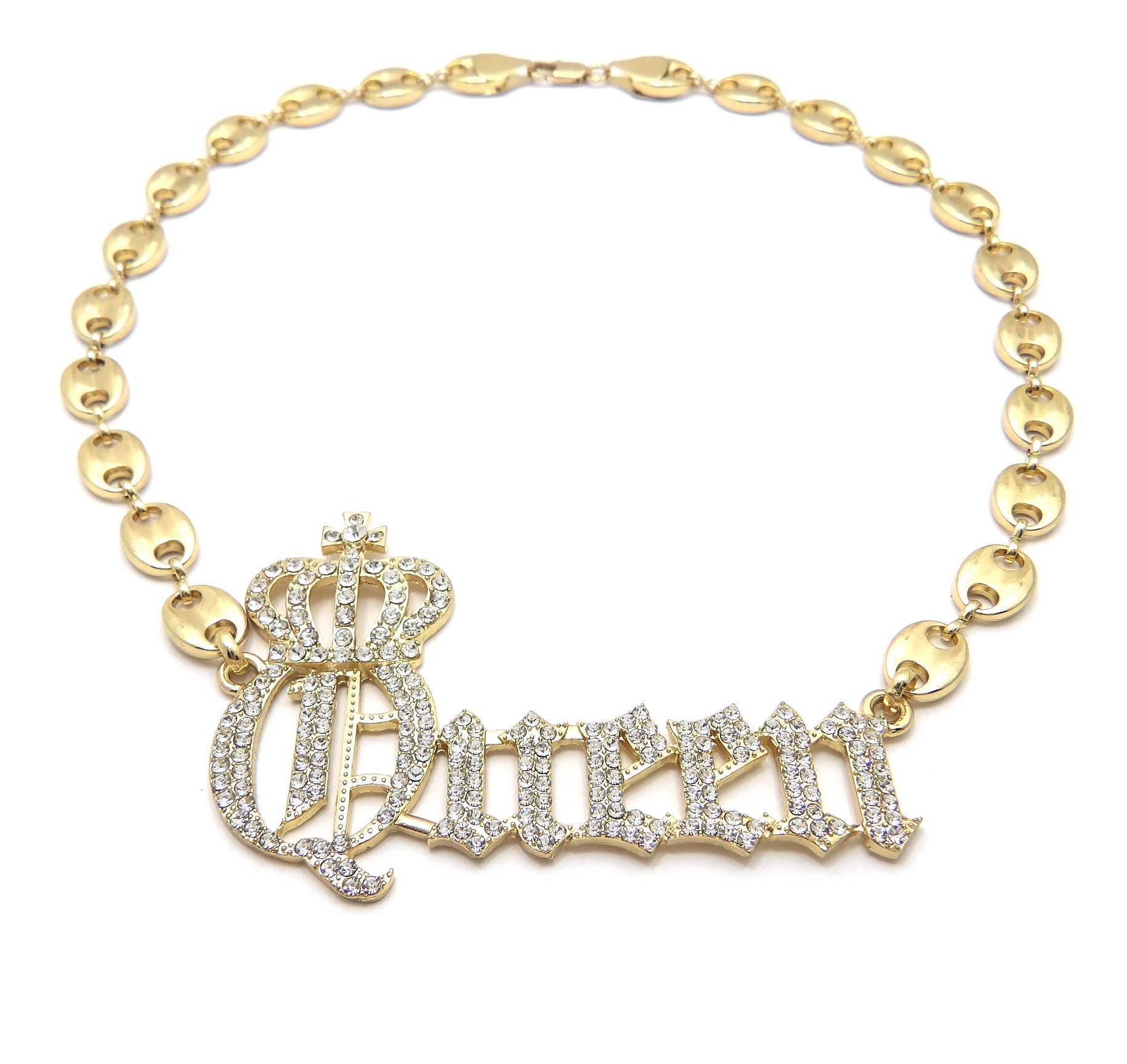 New Iced Out Crown Queen Pendant 10mm/18" Marina Chain Necklaces - Etsy