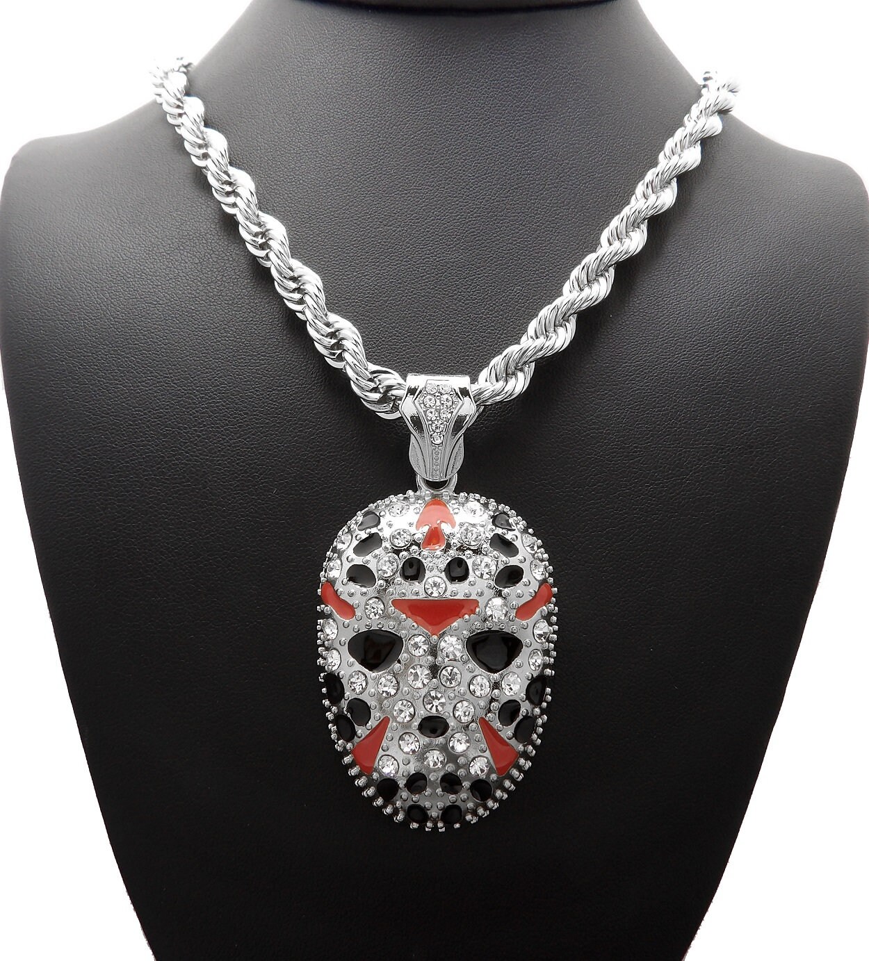 New Iced Jason Friday 13th Mask Pendant 8mm Rope Chain Necklace - Etsy
