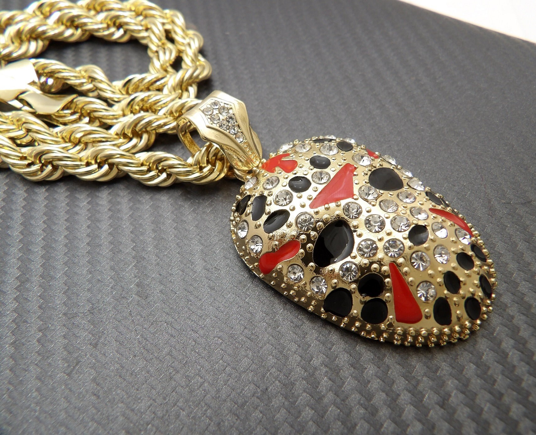 New Iced Jason Friday 13th Mask Pendant 8mm Rope Chain - Etsy