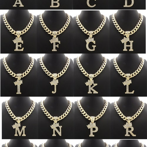 Ice Out Initial Alphabet Letter Silver Pendant | Etsy