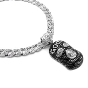 Iced Goon Mask Hip Hop Pendant 10mm/18",20",24" Ice Bling Miami Cuban ...