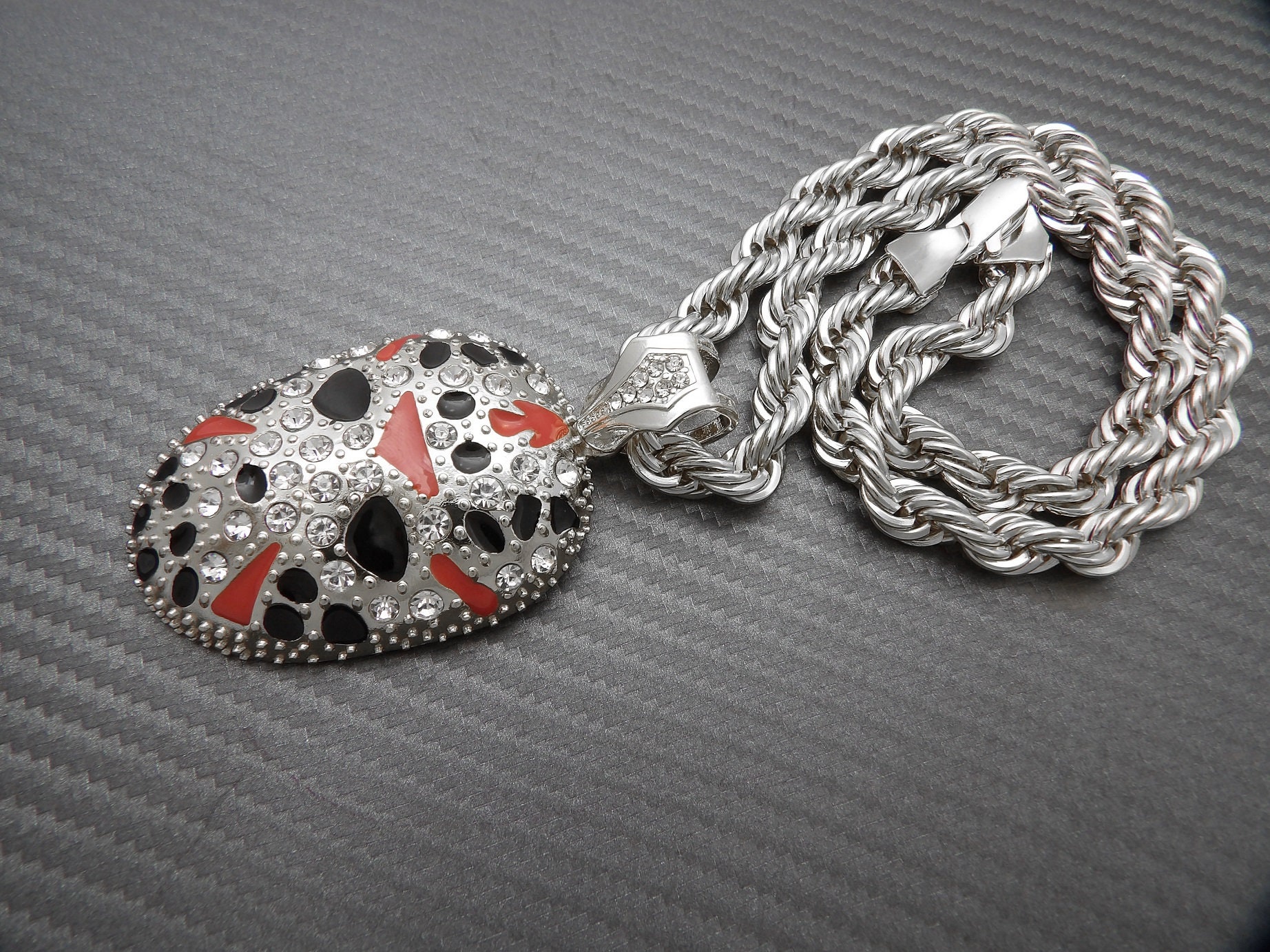 New Iced Jason Friday 13th Mask Pendant 8mm Rope Chain - Etsy