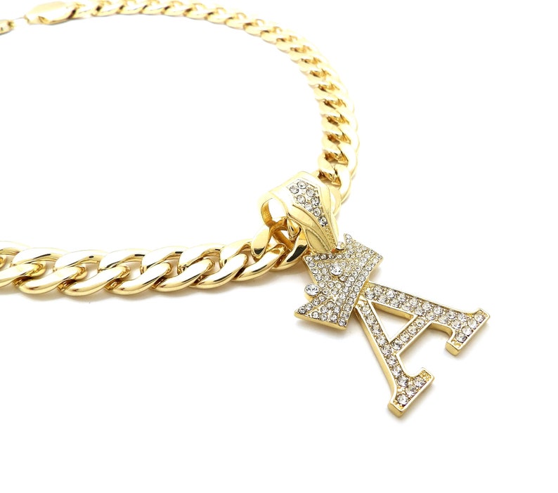 Ice Out Initial Alphabet Letter Gold Pendant - Etsy