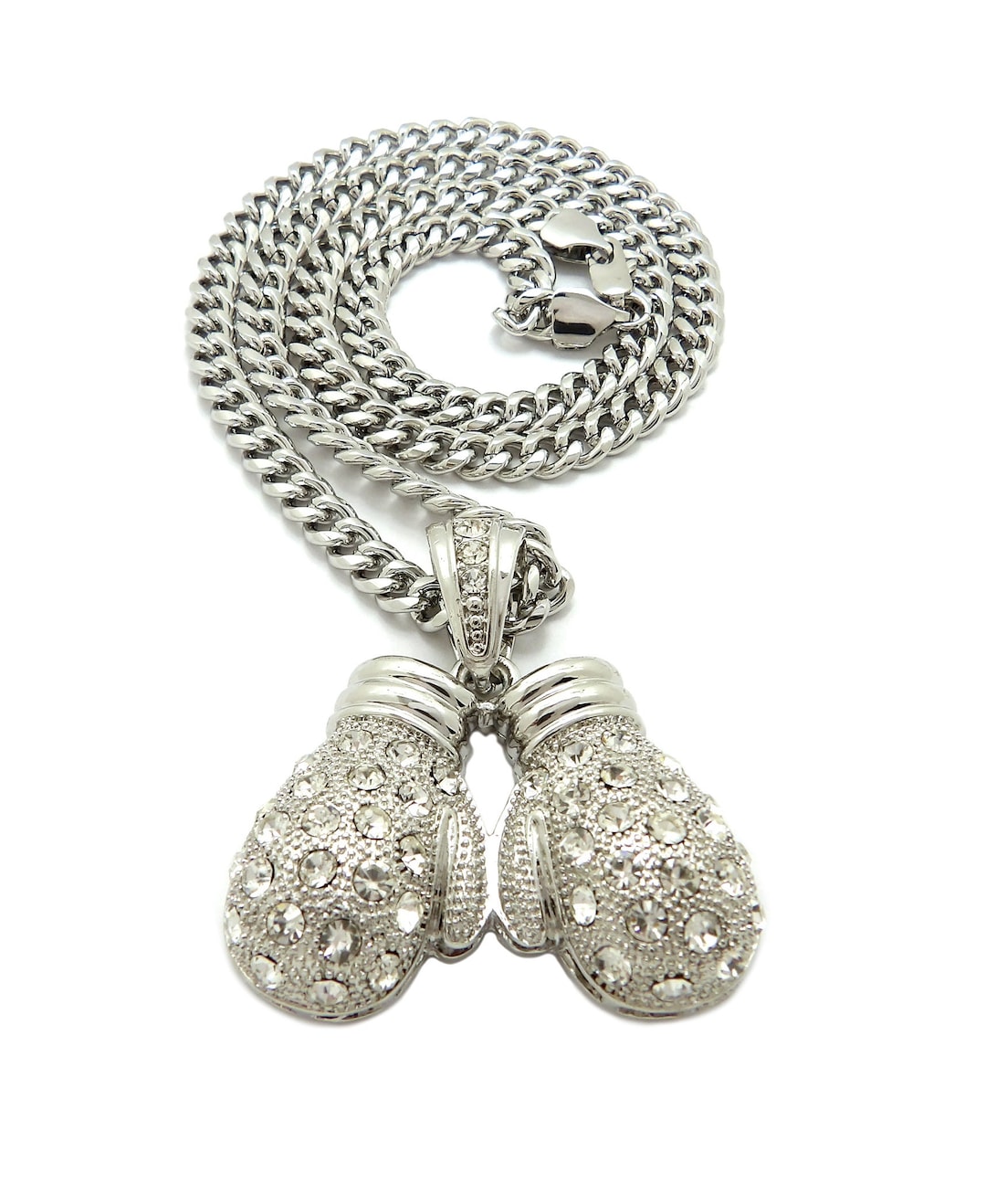 Iced Out Boxing Gloves Pendant 6mm/24",30" Cuban Chain Fashion Hip Hop ...