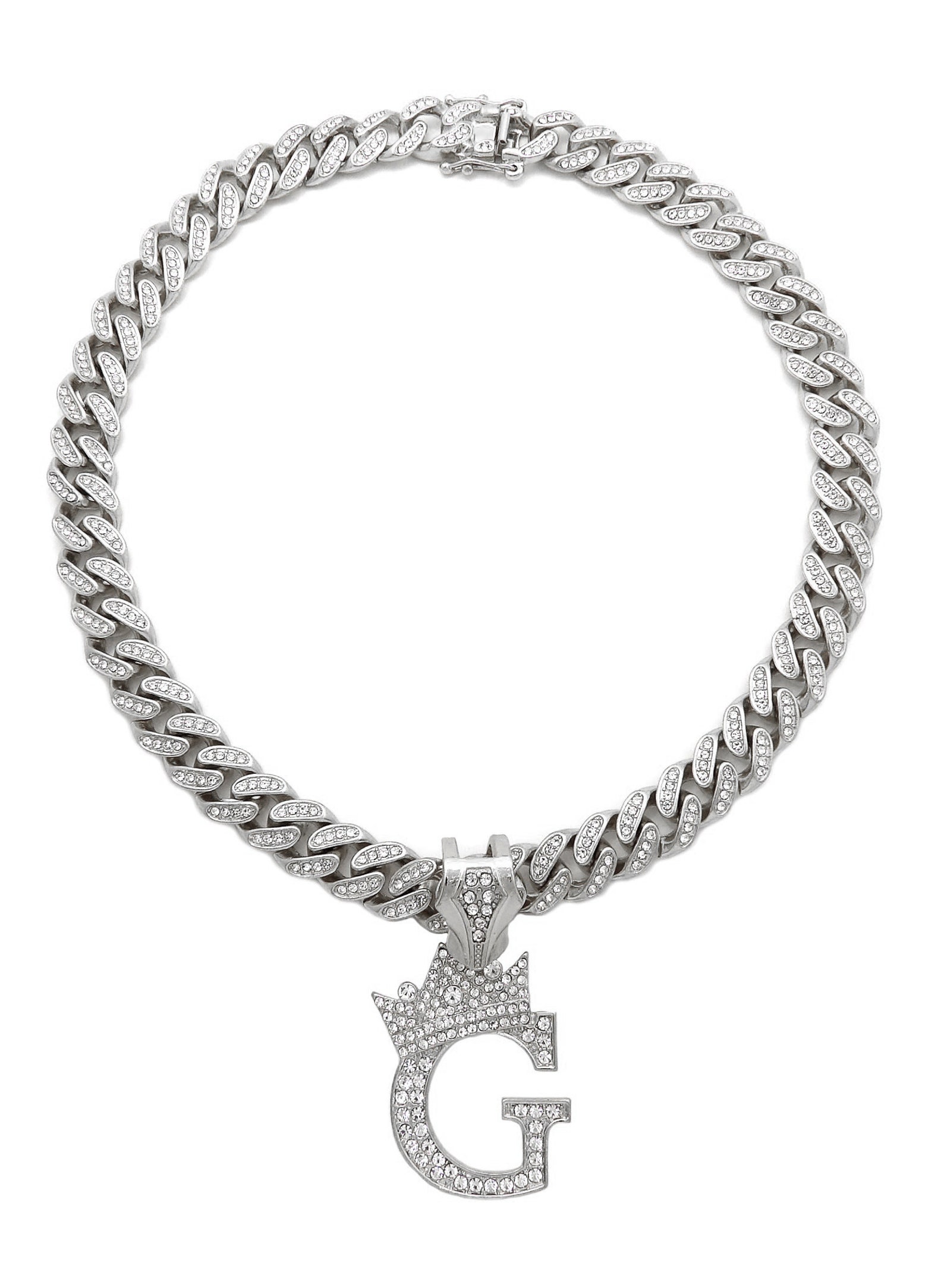 Ice Out Initial Alphabet Letter Silver Pendant 12mm/18",20" Box Lock ...